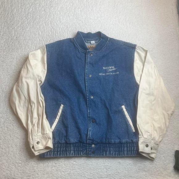 Jackets & Coats | Vintage Volvo Truck Mens Denim Trucker Bomber Jacket ...